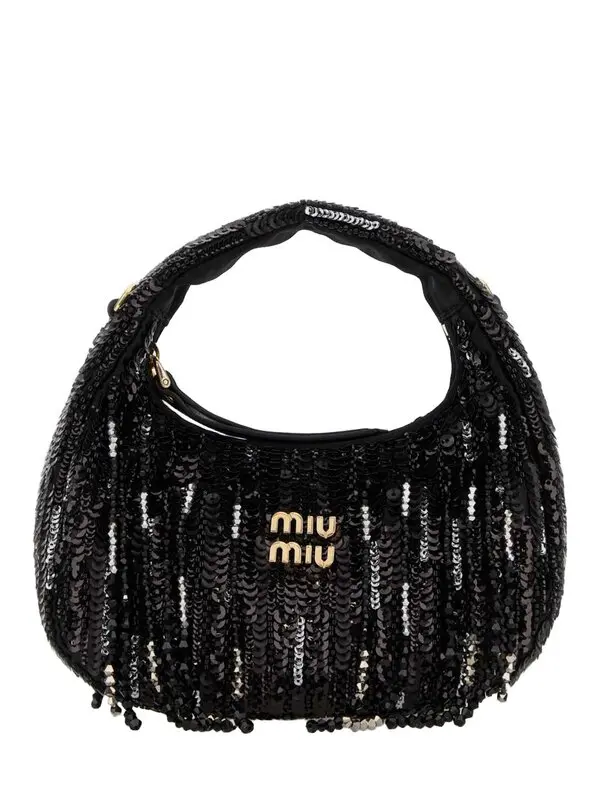 Miu Miu Sequined Handbag - Black