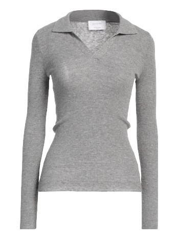 DANIELE FIESOLI Ribbed Mélange Polo Collar Long Sleeve Sweater - Grey