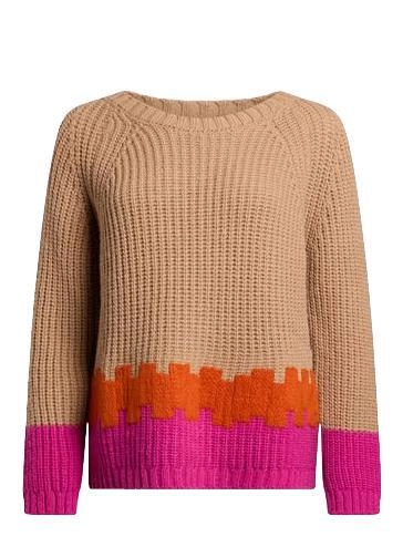 CARLA G. Multicolor Ribbed-knit Sweater - Beige