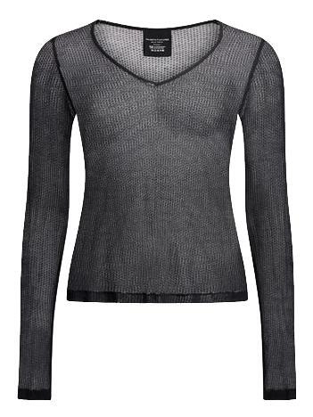 Majestic Filatures Micro Modal Cashmere V-neck Long Sleeve Top - Black