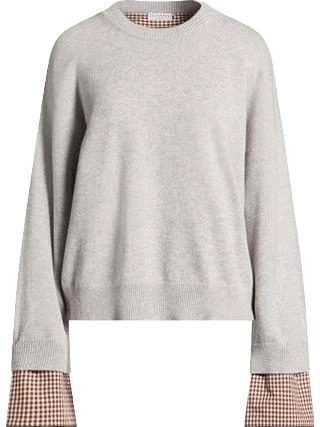Brunello Cucinelli Cashmere Sweater With Embellished Cuffs - Grey