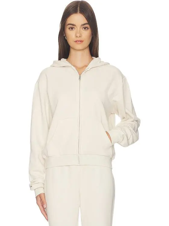 SKIMS Drapey French Terry Shrunken Zip Up Hoodie - Buff