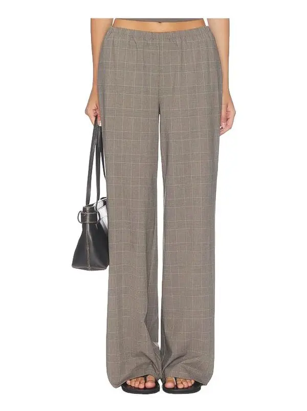 Good American Wide Leg Plaid Trousers - Mini Plaid