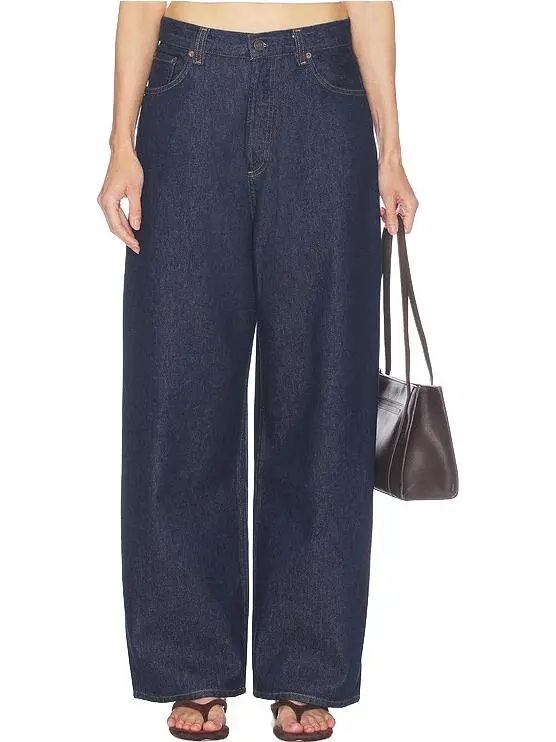 AGOLDE Rounded Baggy Jeans In Blue Denim - Rinse