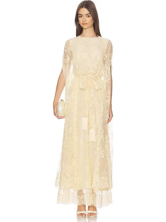 Zimmermann Lace Caped Maxi Dress - Cream
