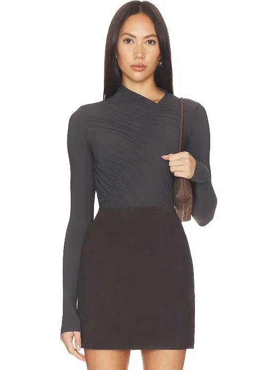 AGOLDE Lupin Bodysuit Asymmetrical Ruching - Carob