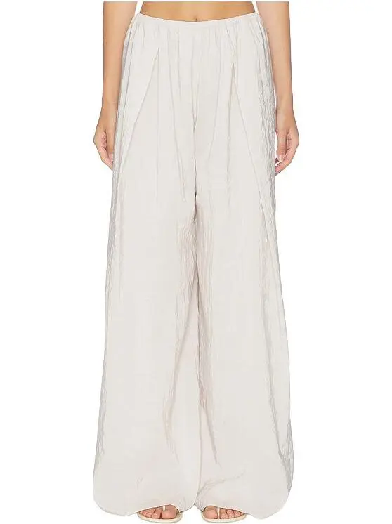 LA LIGNE Pleated Wide Leg Pants - Stone