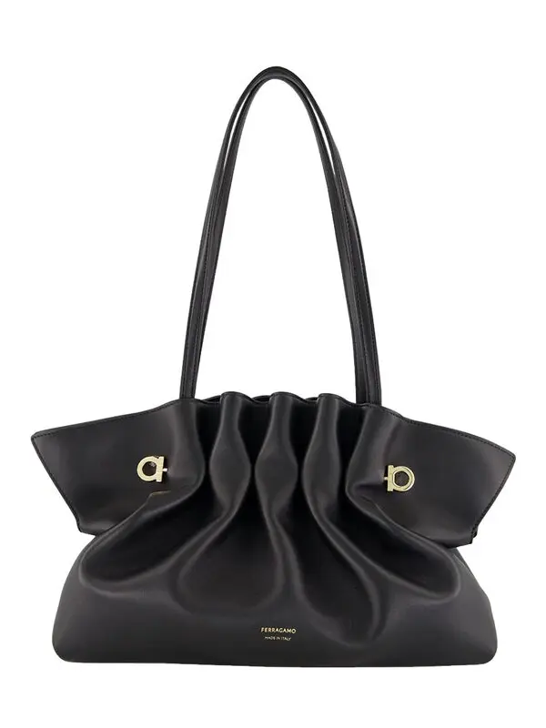 FERRAGAMO Medium Soft-bag In Nappa Leather - Black