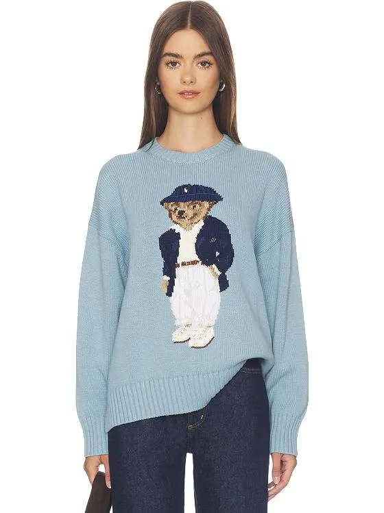 Polo Ralph Lauren Cotton Bear Crew Neck Pullover - Blue Note