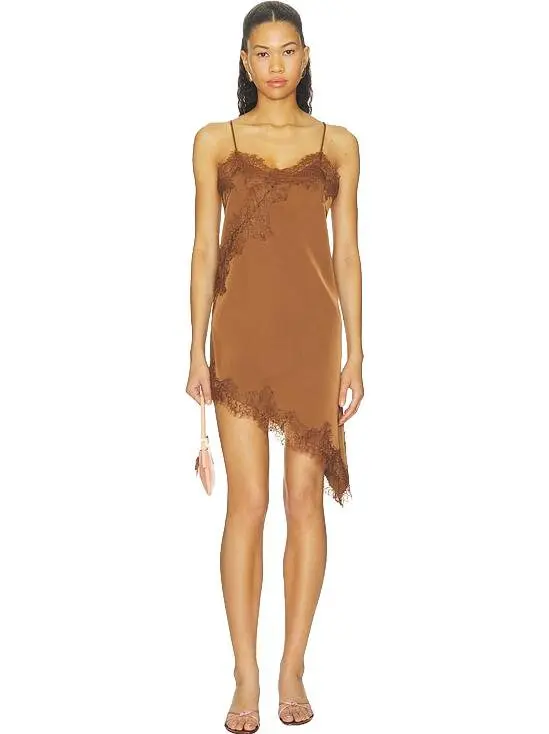 Superdown Jaxine Mini Dress With Lace Trim - Brown