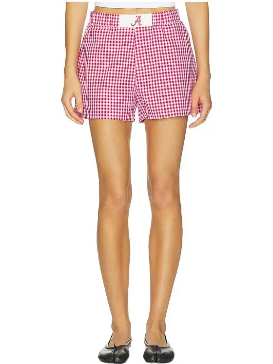 HYPE AND VICE Alabama Gameday Gingham Short In Red - Cardinal
