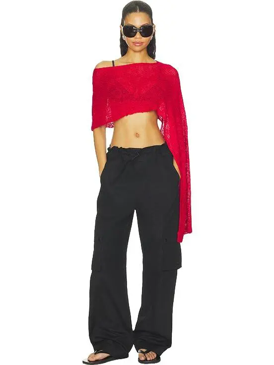 Superdown Miria Knit Cape Top - Red