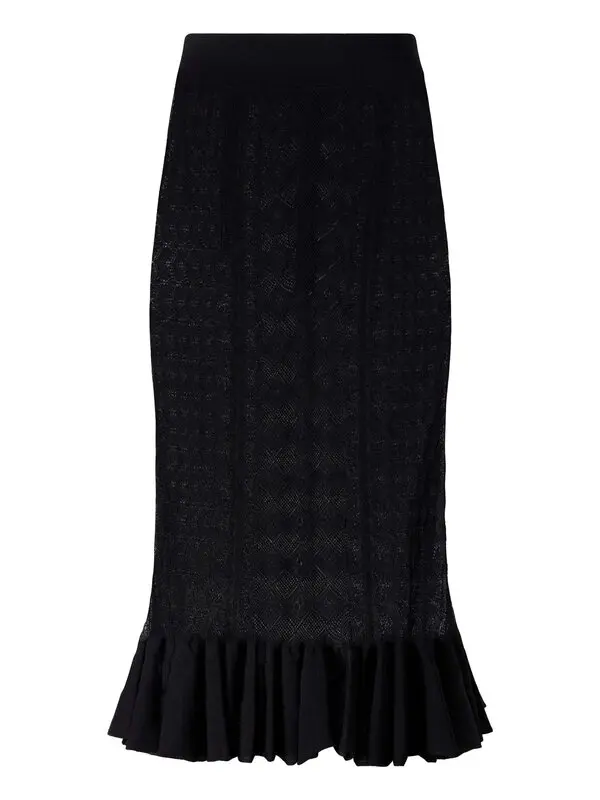 Dolce & Gabbana Ruffled Lace Midi Skirt - Black