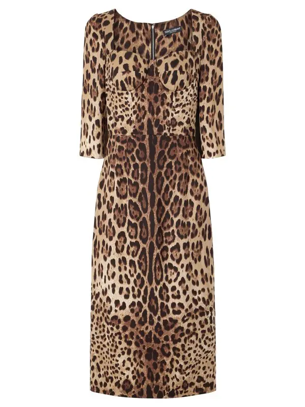Dolce & Gabbana Leopard-print Stretch-silk Midi Dress - Leopard Print