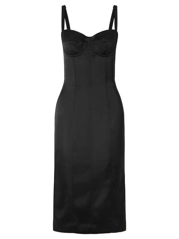 Dolce & Gabbana Paneled Bustier Midi Dress - Black