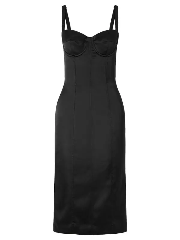 Dolce & Gabbana Paneled Bustier Midi Dress - Black