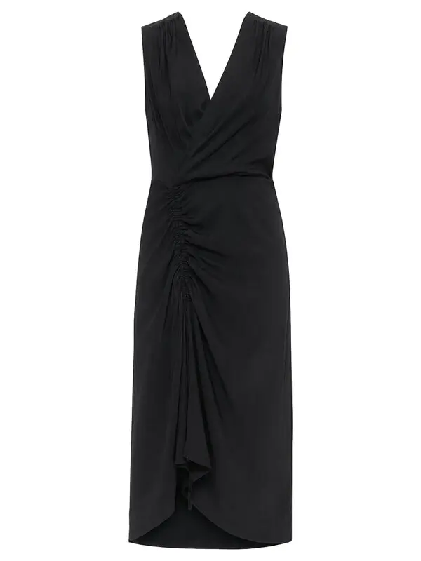 CALLAS MILANO Agnes Midi Wrap Dress - Black