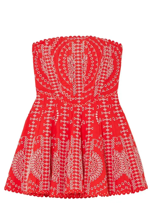 Charo Ruiz Ibiza Clem Strapless Broderie Anglaise Mini Dress - Red