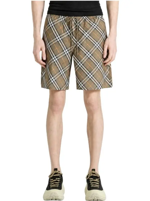 Burberry Checked Drawstring Swim Shorts - Nude
