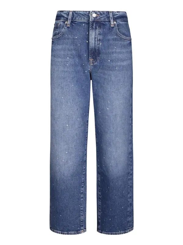 7 For All Mankind High-waist Embellished Wide-leg Jeans - Blue