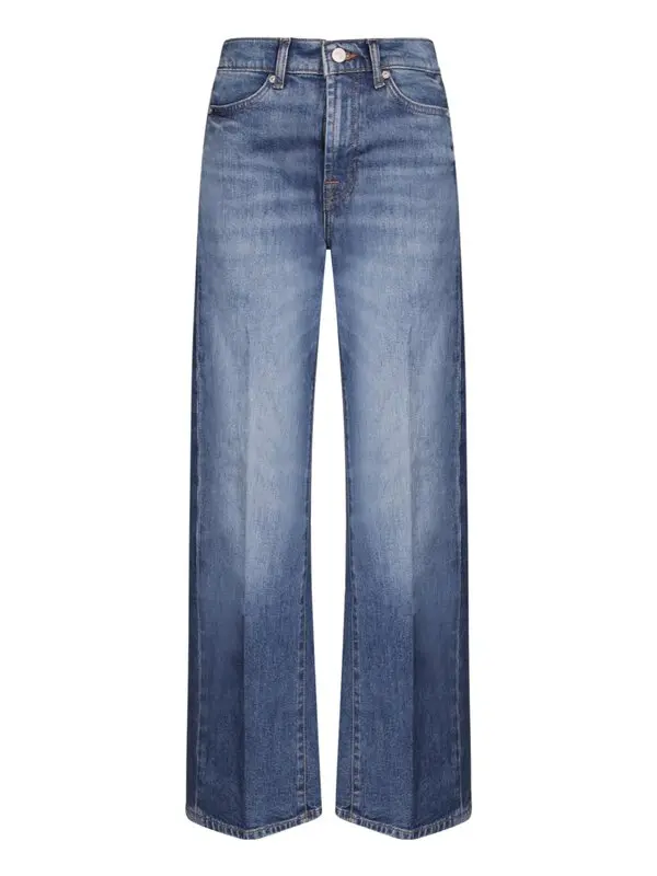 7 For All Mankind Logo Patch Wide Leg Jeans - Blue