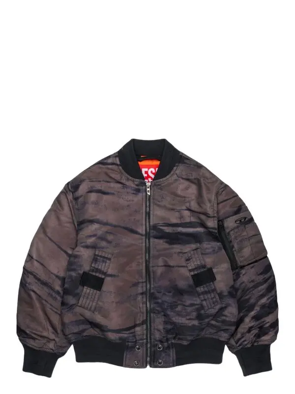 DIESEL® Camouflage-effect Logo-embroidered Bomber Jacket - Black