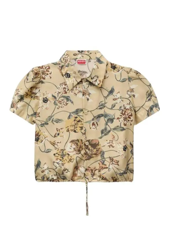 Kenzo Floral Print Drawstring Shirt - Light Brown