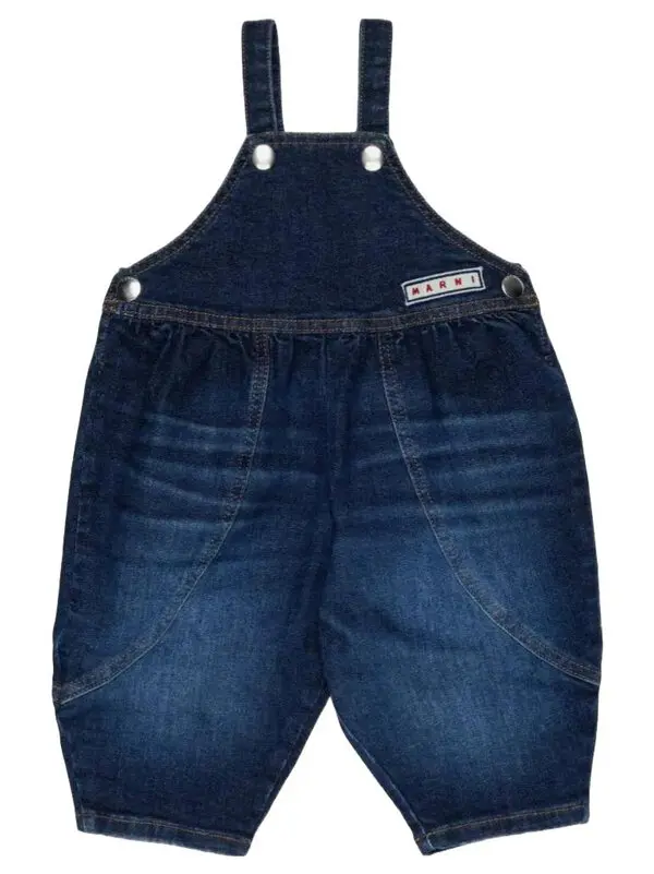 Marni Denim Logo Patch Dungarees - Blue