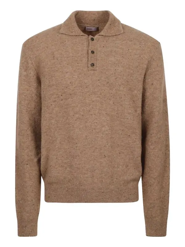Herno Button-up Sweater With Ribbed Edges - Brown