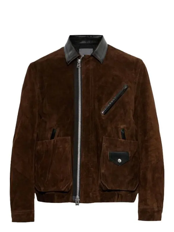 Sacai Long-sleeve Leather Jacket - Brown