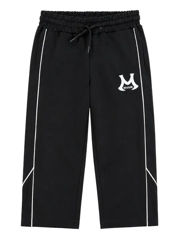 MSGM Casual Pants With Drawstring Waist And Striped Sides - Black