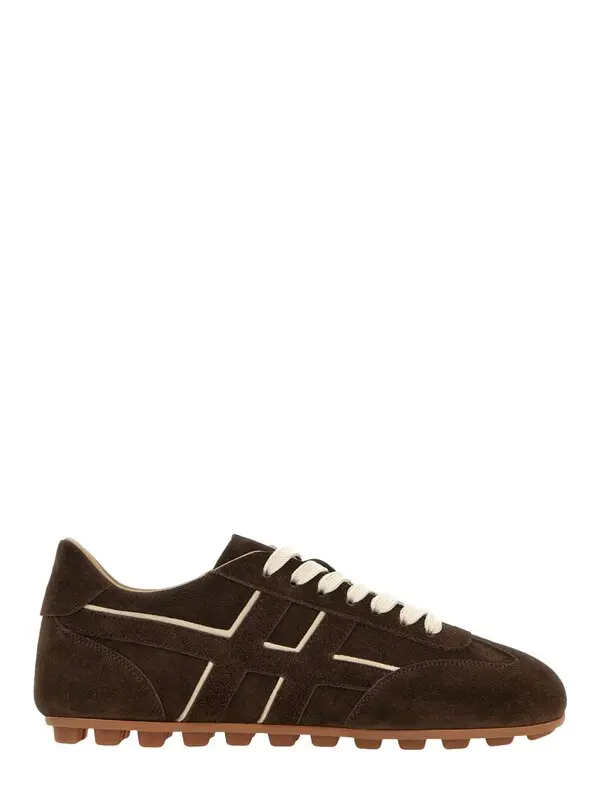 Hogan Round Toe Lace-up Sneakers With Side H-logo - No