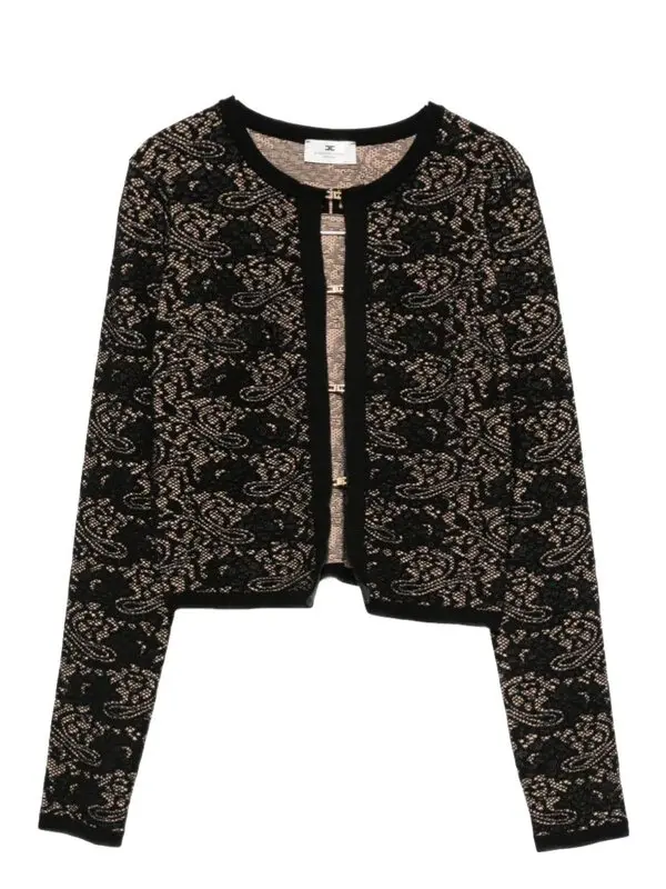 Elisabetta Franchi Lace-pattern Logo-plaque Crewneck Cardigan - No