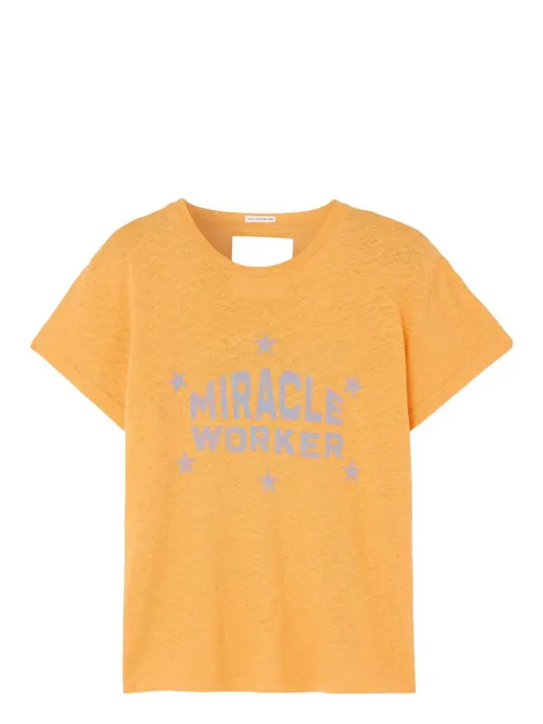 MOTHER Linen-blend Jersey T-shirt - Orange