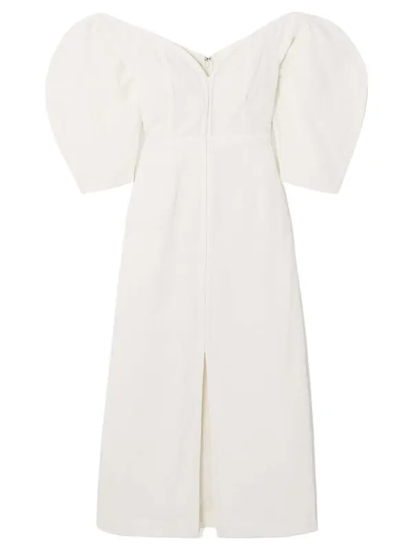 Mara Hoffman Linen Blend Mid-length Off-the-shoulder Dress - White