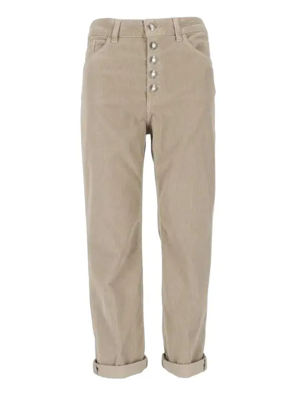 DONDUP Logo-patch Cropped Trousers - Beige