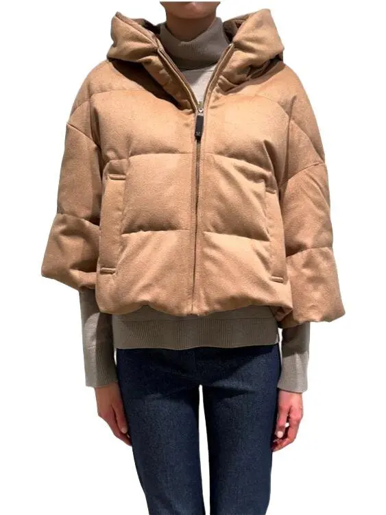 Max Mara Hooded Zip-up Padded Jacket - Camel