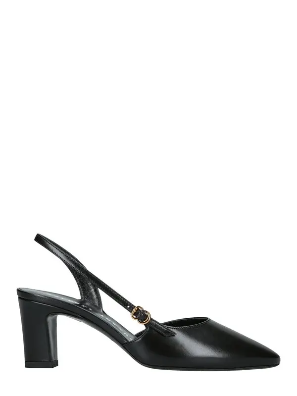 HERBERT LEVINE Leather Slingback Heels 65 - Black