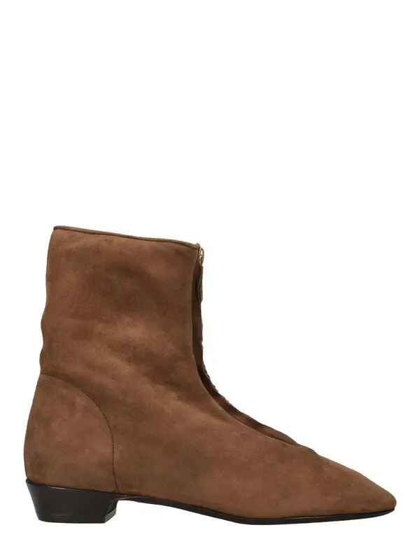 HERBERT LEVINE Suede Zip Up Ankle Boots - Brown