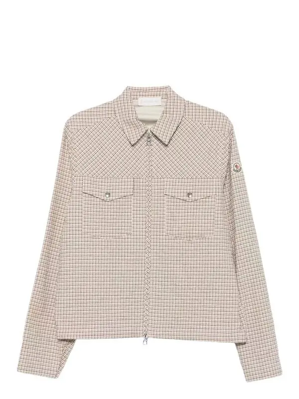 Moncler Check-pattern Zip-up Shirt - Neutrals