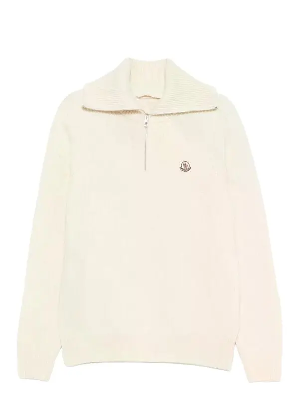 Moncler Ribbed-knit Half-zip Sweater - Neutrals
