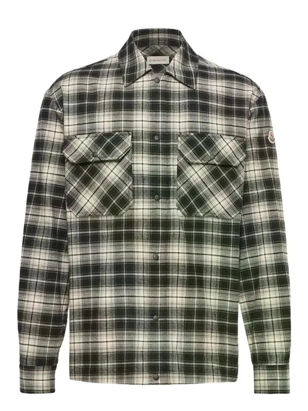 Moncler Check Cotton Flannel Zip-up Shirt - Black