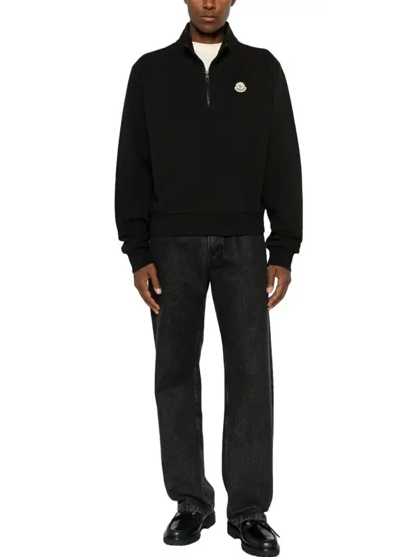 Moncler Logo-patch Half-zip Sweatshirt - Black