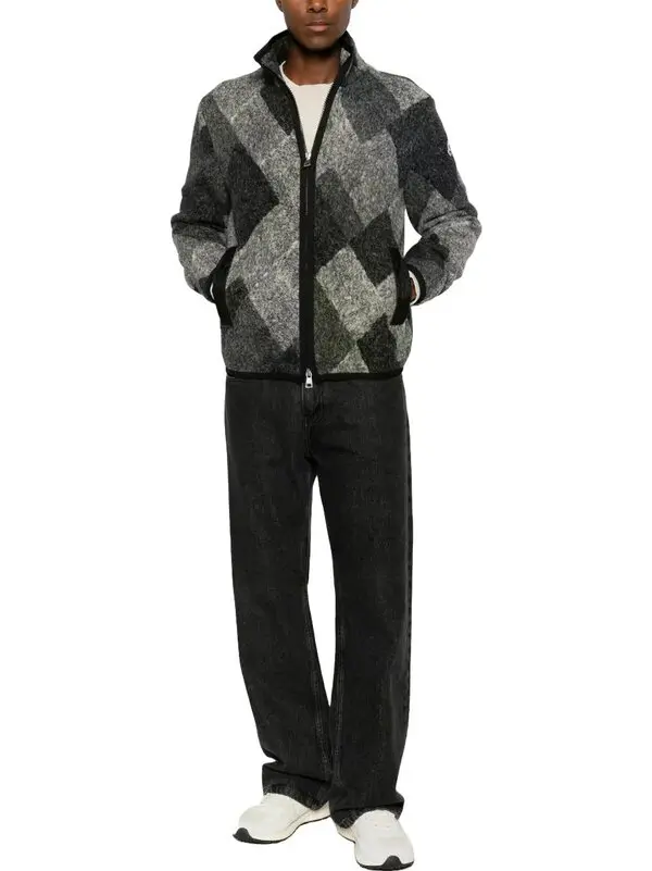 Moncler Zip-up Argyle Jacket - Grey