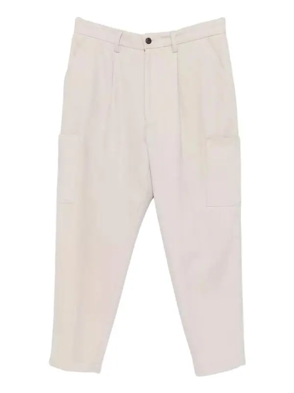 Eleventy Pleated Tapered Twill Trousers - Neutrals