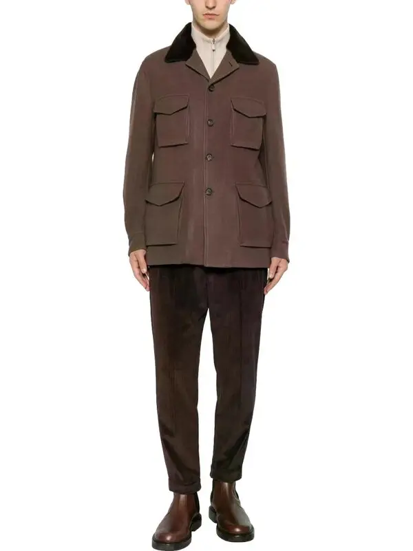 Eleventy Four-pocket Contrast Collar Jacket - Brown