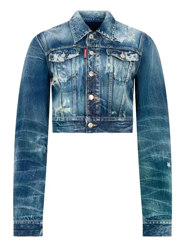 Dsquared2 Dean Cropped Denim Trucker Jacket - Blue