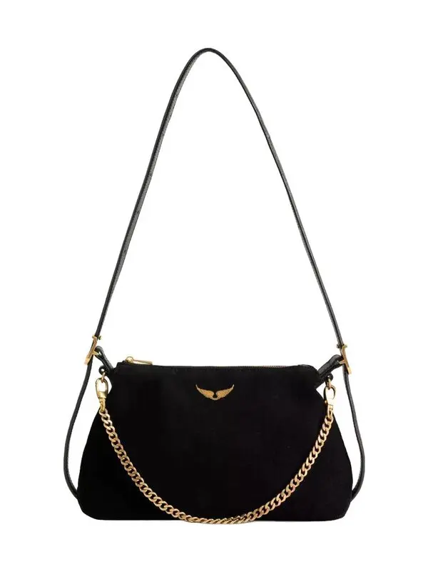 Zadig&Voltaire Mini Suede Bag With Chain Detail - Black