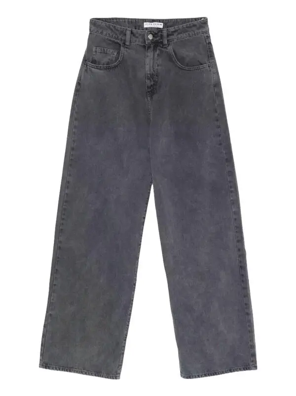 ICON DENIM LOS ANGELES Charcoal Faded Wide-leg Jeans - Grey