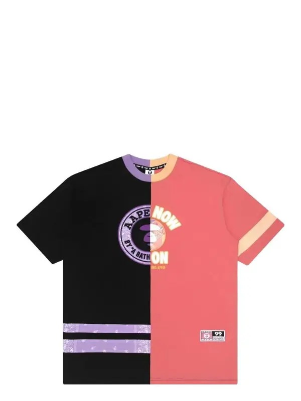 AAPE BY *A BATHING APE Panelled Logo-print T-shirt - Black